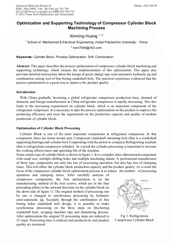 Optimization and Supporting Technology of Compressor Cylinder Block ...