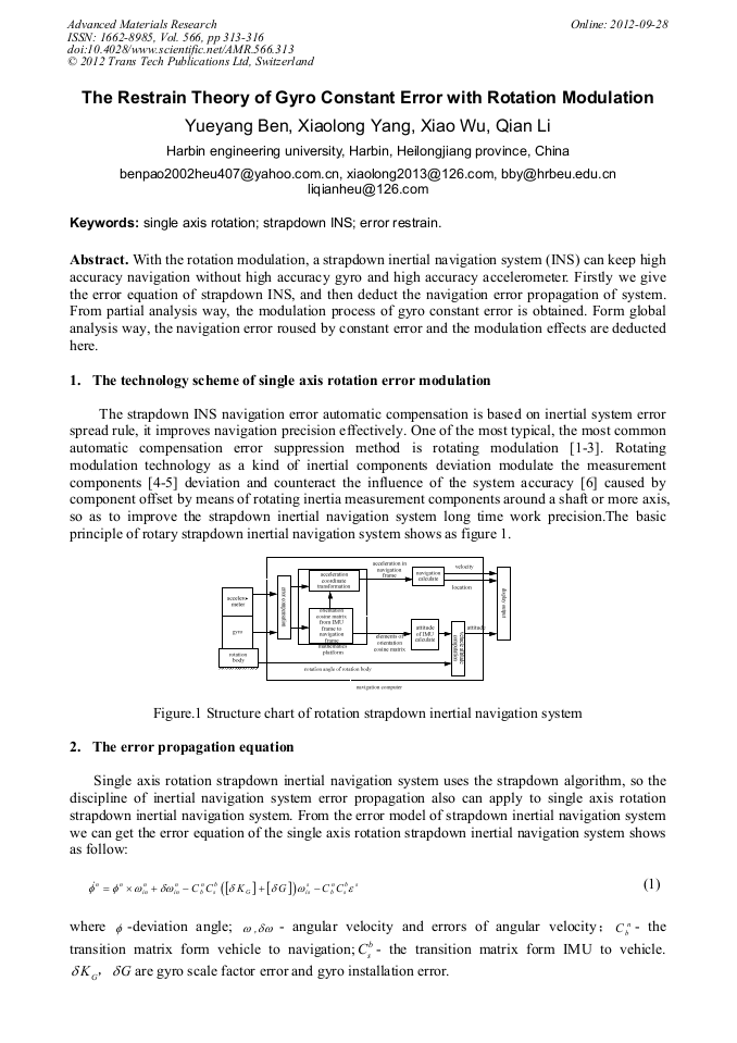 The Restrain Theory of Gyro Constant Error with Rotation Modulation ...