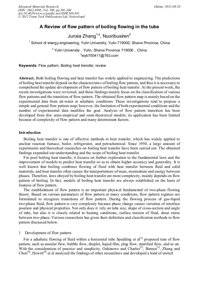 A Review of Flow Pattern of Boiling Flowing in the Tube | Scientific.Net