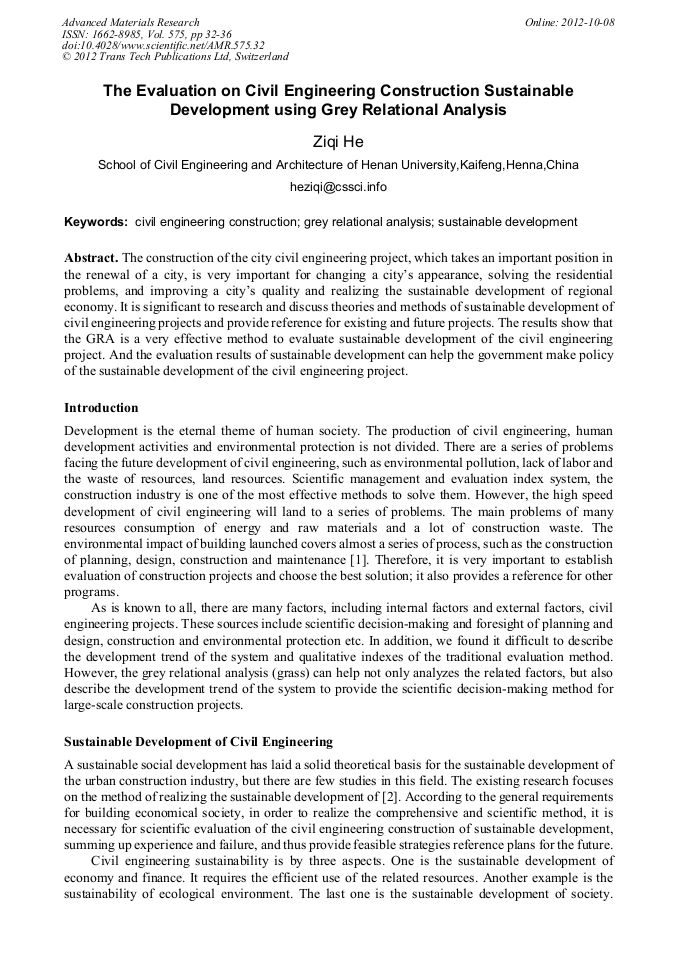 The Evaluation on Civil Engineering Construction Sustainable ...