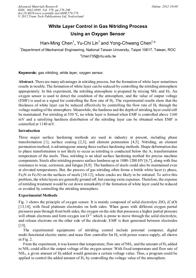 White Layer Control in Gas Nitriding Process Using an Oxygen Sensor ...