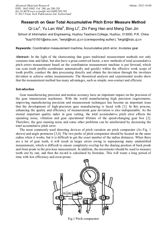 Research on Gear Total Accumulative Pitch Error Measure Method ...