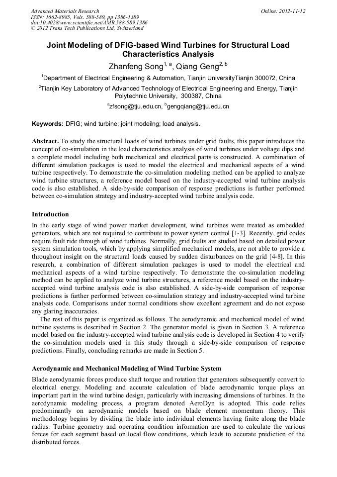 Joint Modeling of DFIG-Based Wind Turbines for Structural Load ...