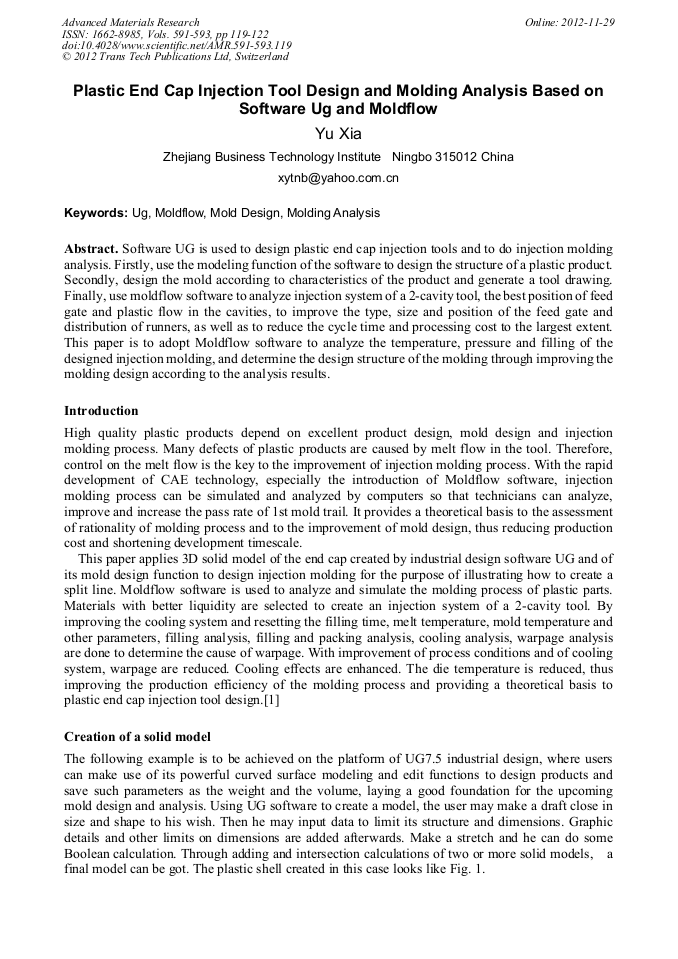Plastic End Cap Injection Tool Design and Molding Analysis Based on ...