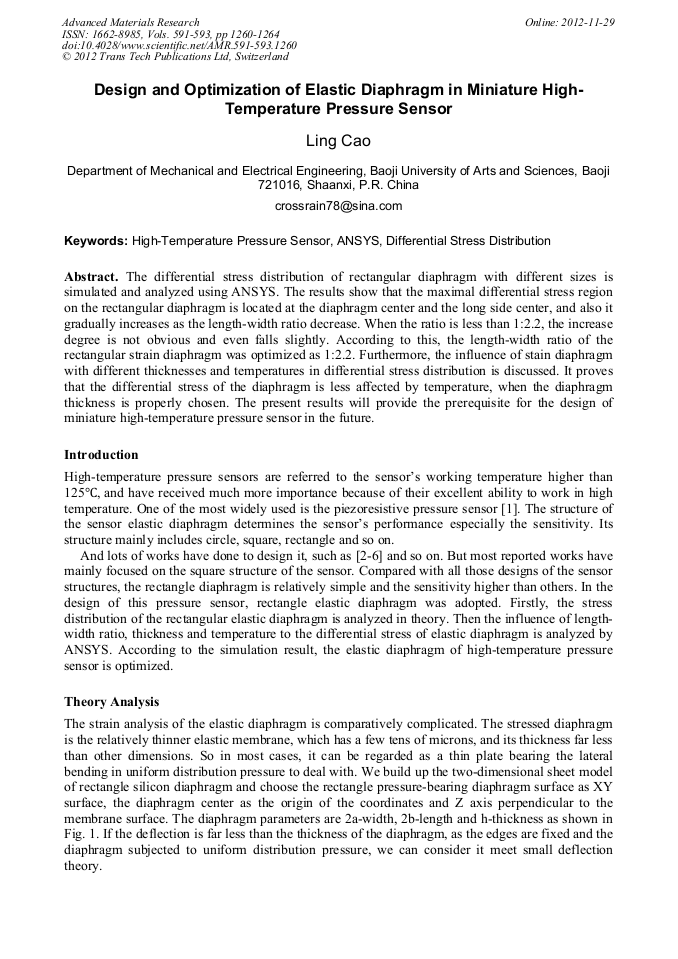 Design and Optimization of Elastic Diaphragm in Miniature High ...