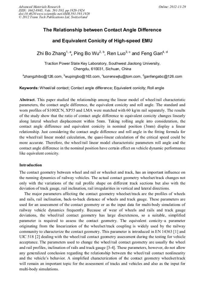The Relationship between Contact Angle Difference and Equivalent ...