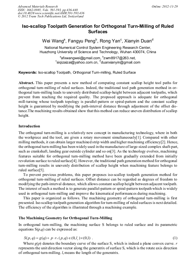 Iso-Scallop Toolpath Generation for Orthogonal Turn-Milling of Ruled ...