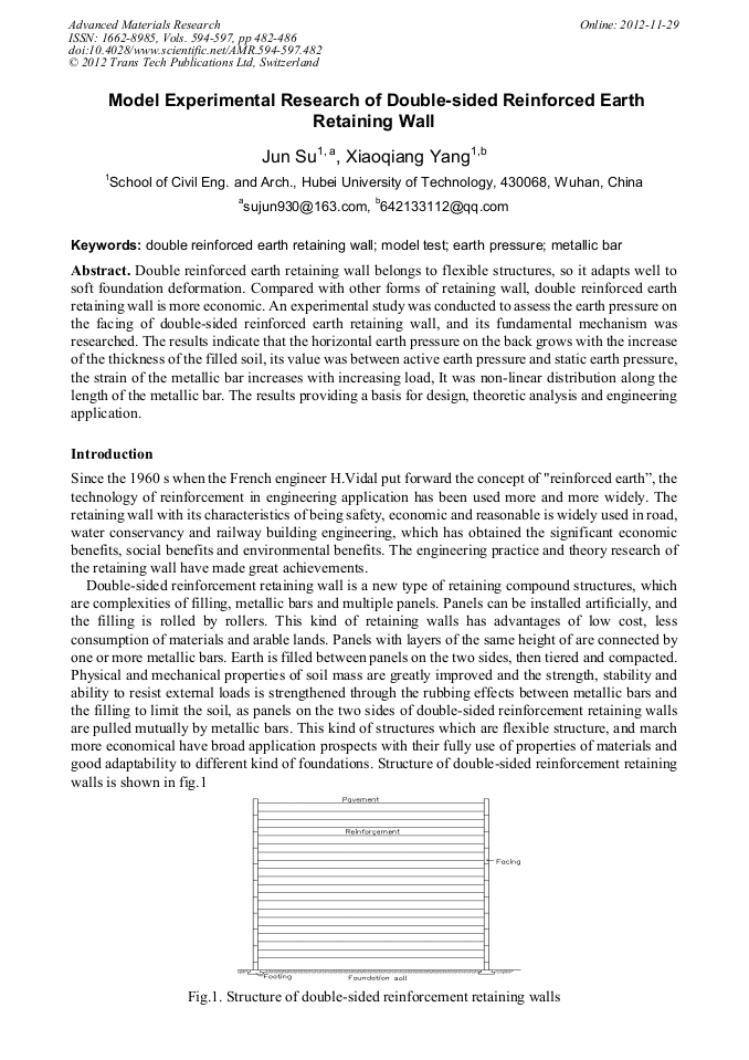 Model Experimental Research of Double-Sided Reinforced Earth Retaining ...