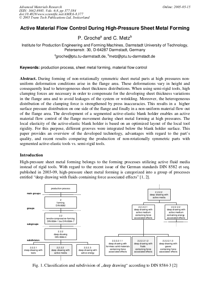 Active Material Flow Control during High-Pressure Sheet Metal Forming ...