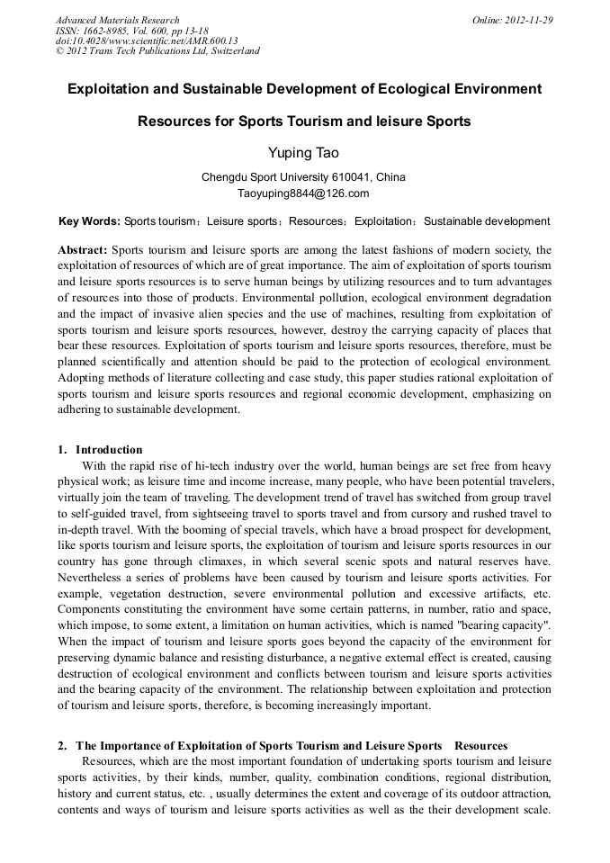 Exploitation and Sustainable Development of Ecological Environment ...