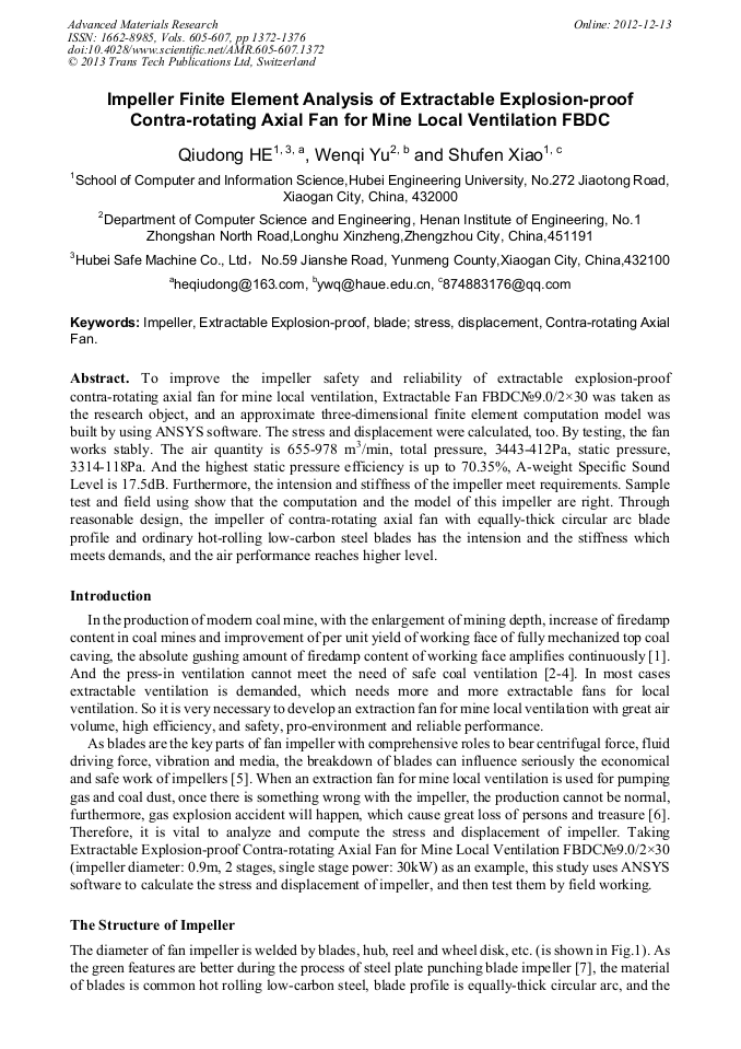 Impeller Finite Element Analysis of Extractable Explosion-Proof Contra ...