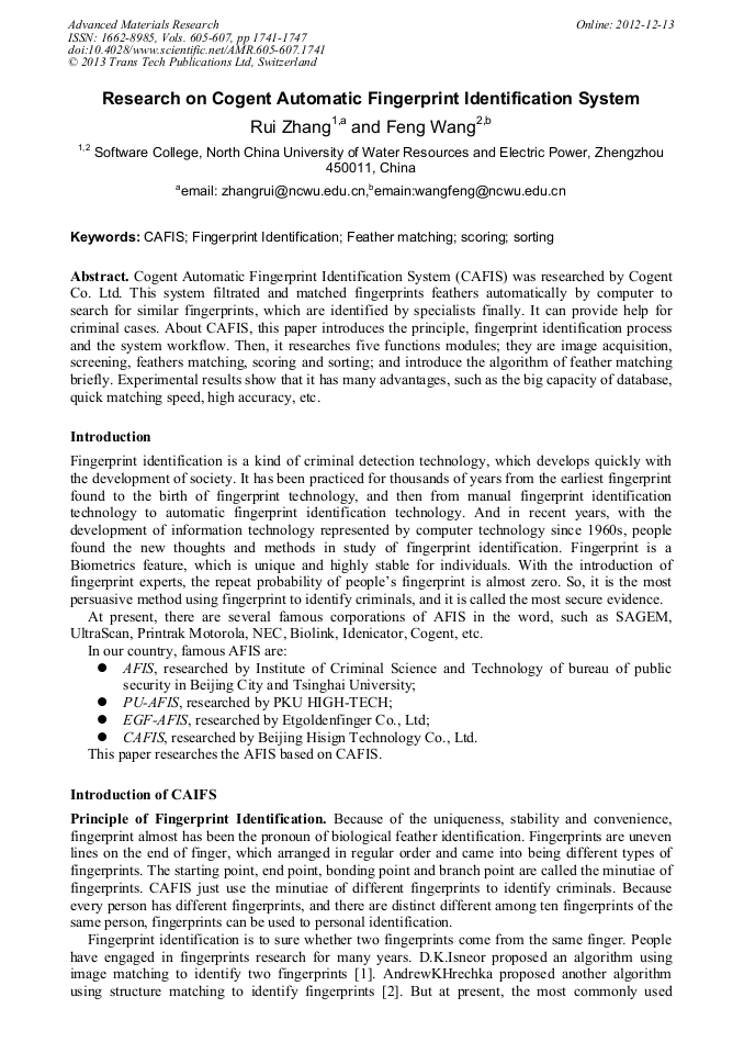 Research on Cogent Automatic Fingerprint Identification System ...