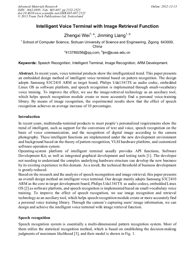 Intelligent Voice Terminal with Image Retrieval Function | Scientific.Net