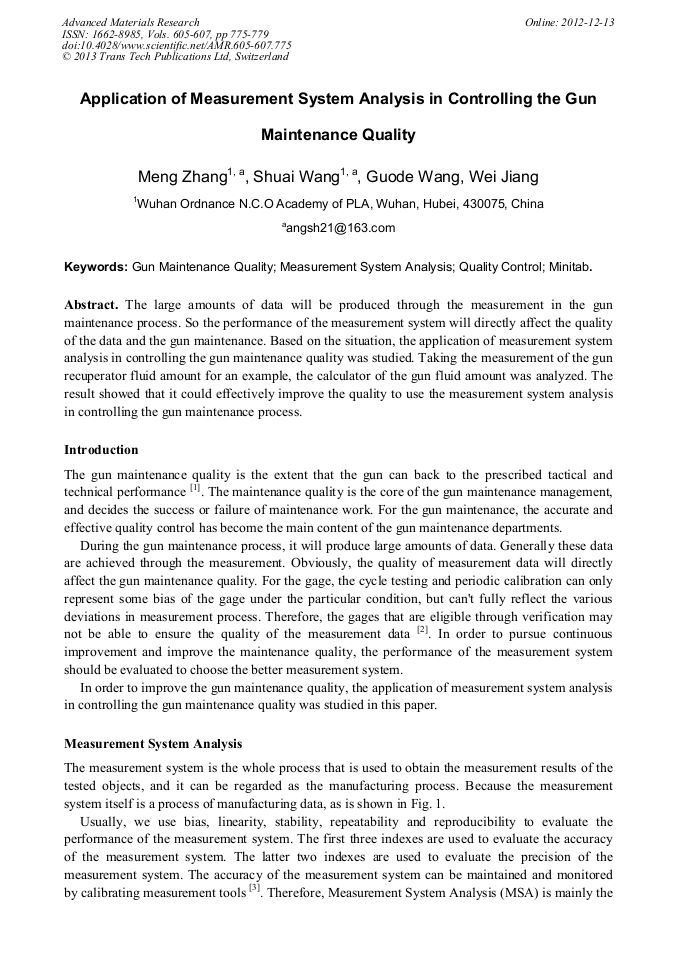 Application of Measurement System Analysis in Controlling the Gun ...
