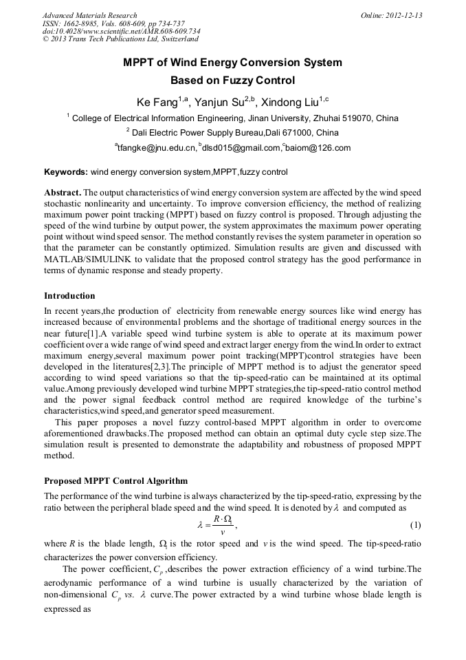 MPPT Of Wind Energy Conversion System Based On Fuzzy Control Scientific Net mppt-of-wind-energy-conversion-system-based-on-fuzzy-control-scientific-net