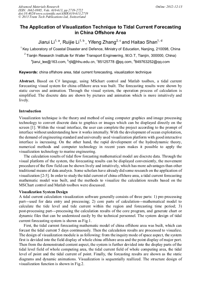 The Application Of Visualization Technique To Tidal Current Forecasting