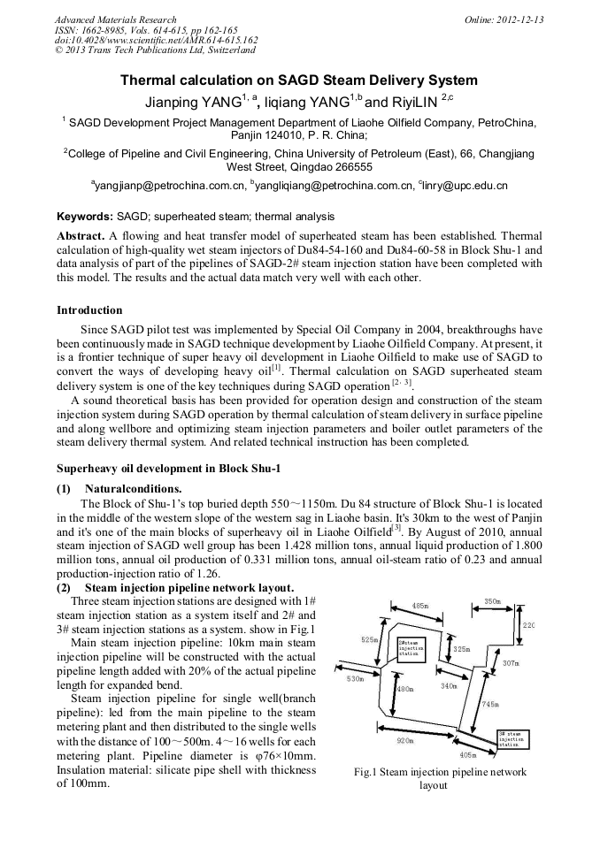 Thermal Calculation on SAGD Steam Delivery System | Scientific.Net