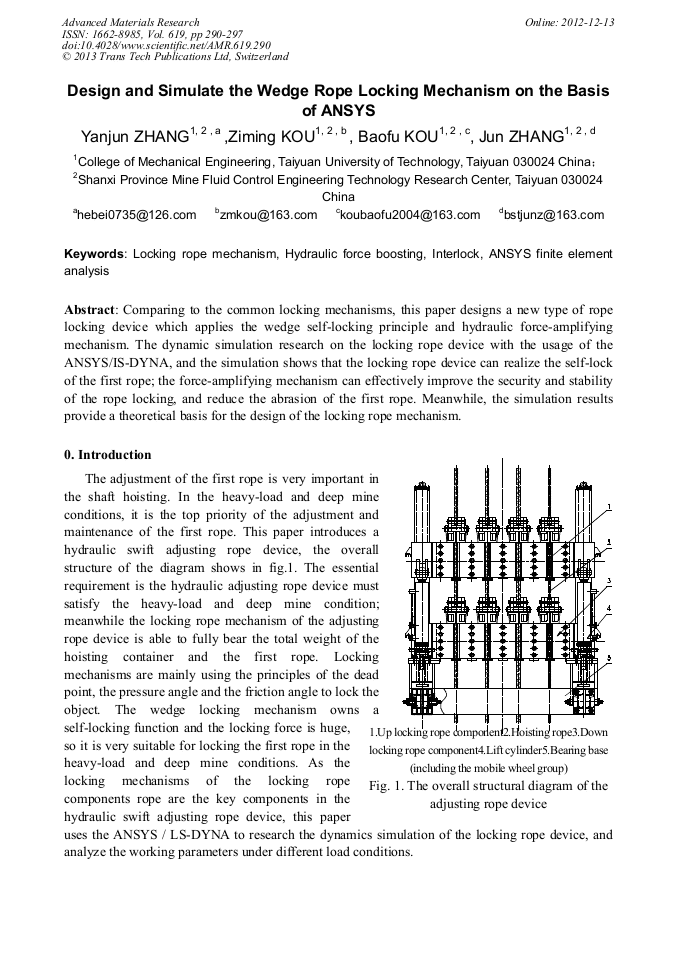 Design and Simulate the Wedge Rope Locking Mechanism on the Basis of ...