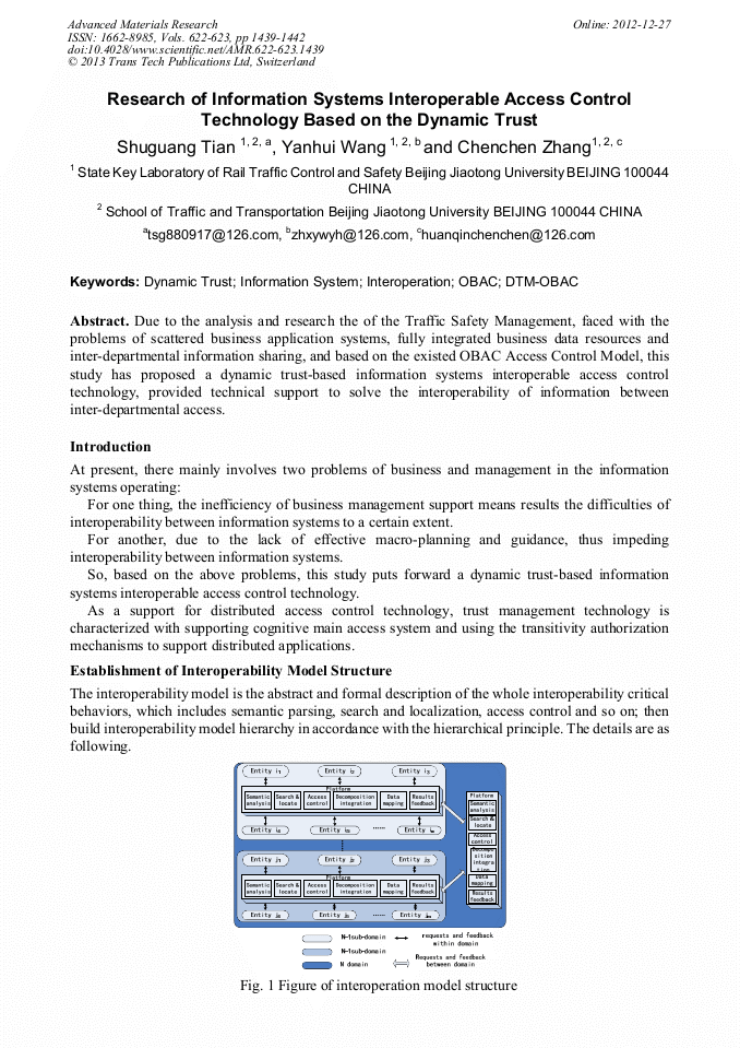 Research Of Information Systems Interoperable Access Control Technology Based On The Dynamic