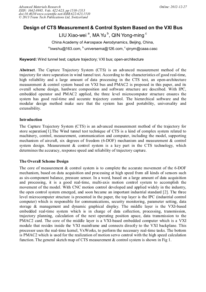 Design of CTS Measurement & Control System Based on the VXI Bus ...