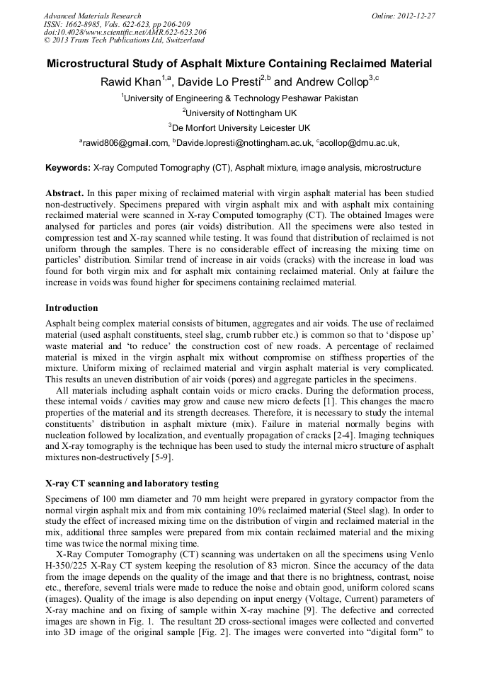 Microstructural Study of Asphalt Mixture Containing Reclaimed Material ...