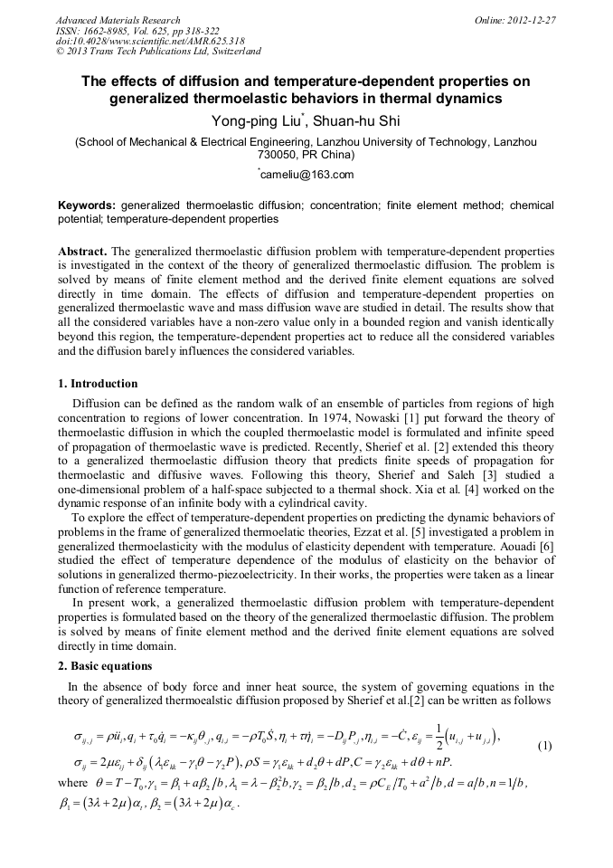 The Effects of Diffusion and Temperature-Dependent Properties on ...