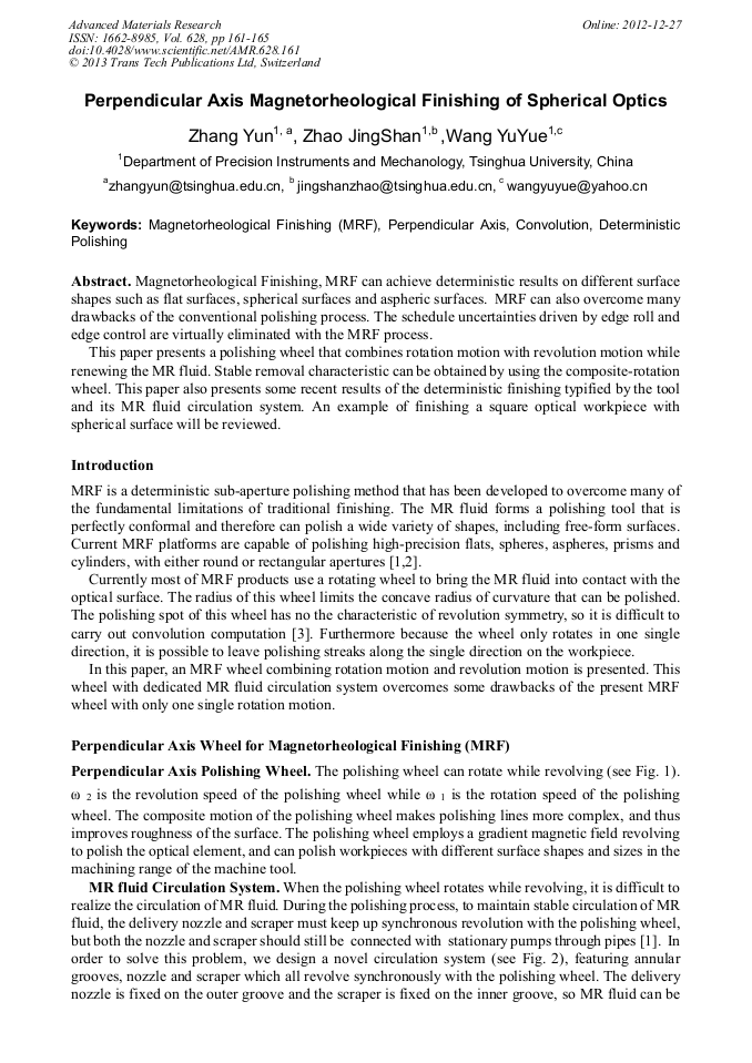 Perpendicular Axis Magnetorheological Finishing of Spherical Optics ...