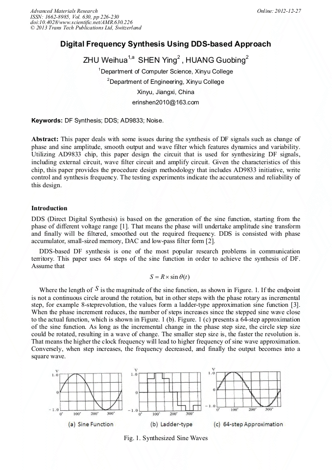 Digital Frequency Synthesis Using DDS-Based Approach | Scientific.Net