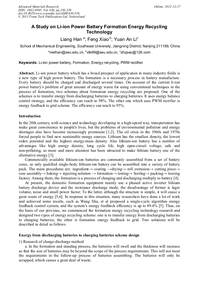 A Study on Li-Ion Power Battery Formation Energy Recycling Technology ...
