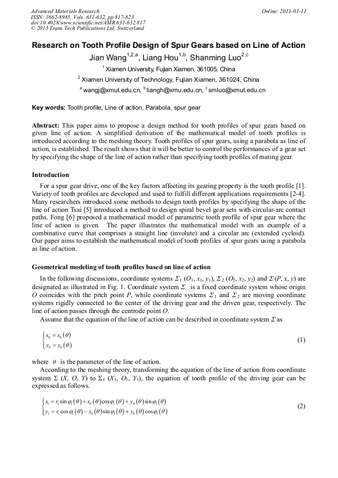 Research on Tooth Profile Design of Spur Gears Based on Line of Action ...