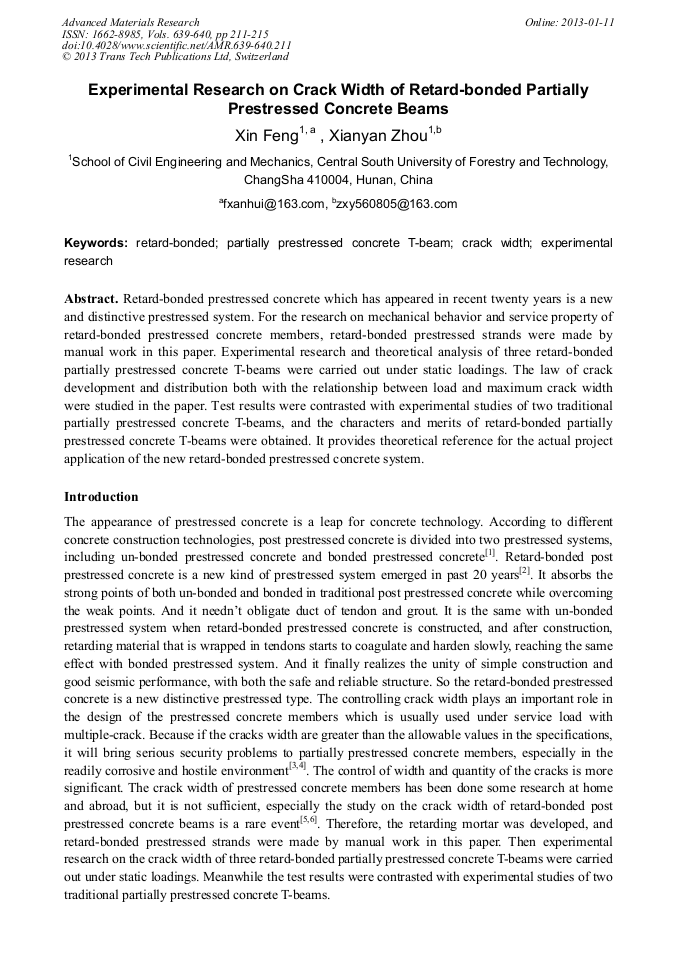 Experimental Research on Crack Width of Retard-Bonded Partially ...