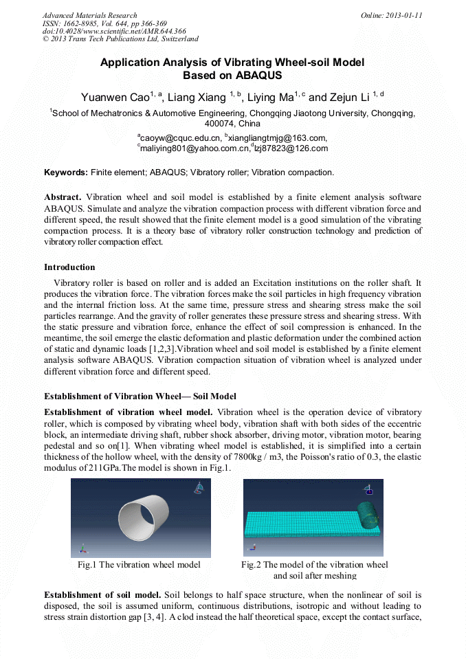 Application Analysis of Vibrating Wheel-Soil Model Based on ABAQUS ...
