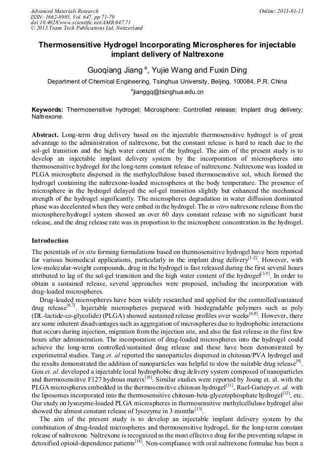 Thermosensitive Hydrogel Incorporating Microspheres for Injectable ...