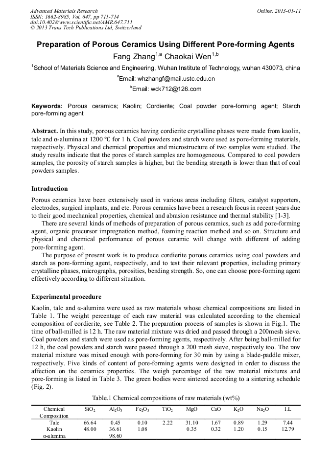 Preparation of Porous Ceramics Using Different Pore-Forming Agents ...