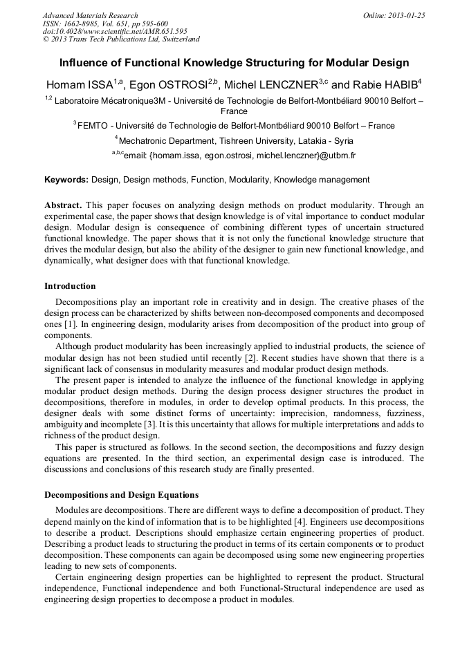 Influence of Functional Knowledge Structuring for Modular Design ...