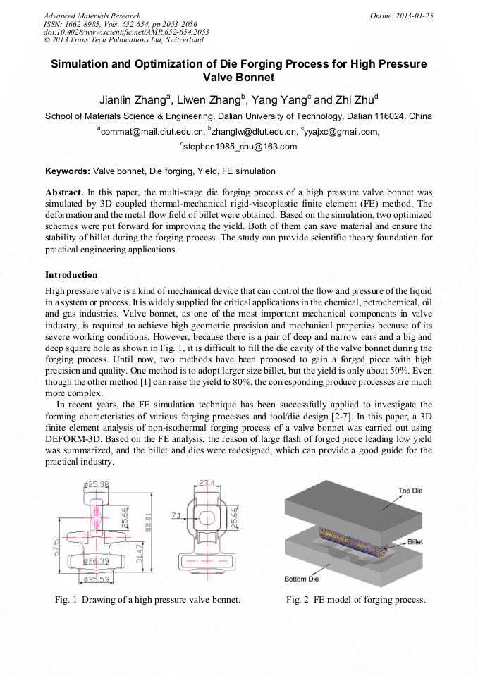 Simulation and Optimization of Die Forging Process for High Pressure ...