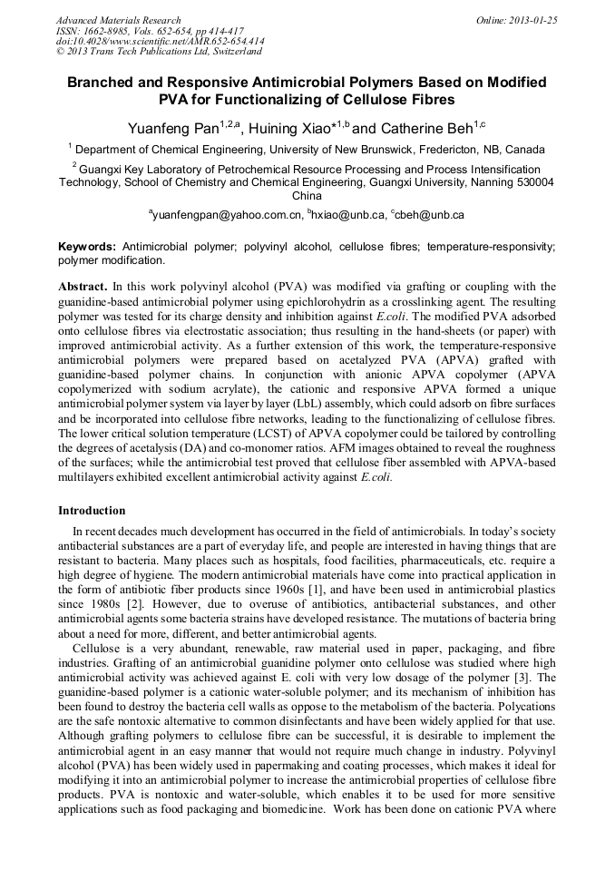 Branched and Responsive Antimicrobial Polymers Based on Modified PVA ...