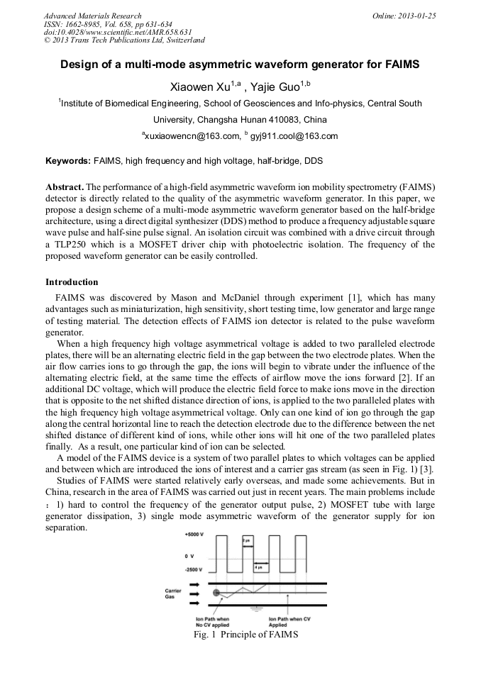 Design of a Multi-Mode Asymmetric Waveform Generator for FAIMS ...