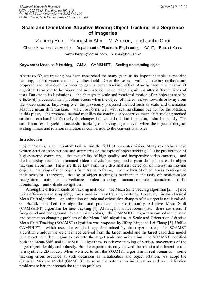 Scale and Orientation Adaptive Moving Object Tracking in a Sequence of ...