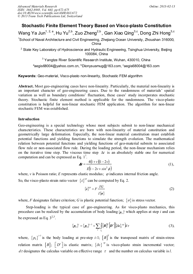 Stochastic Finite Element Theory Based on Visco-Plasto Constitution ...