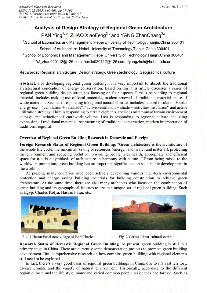 Analysis of Design Strategy of Regional Green Architecture | Scientific.Net