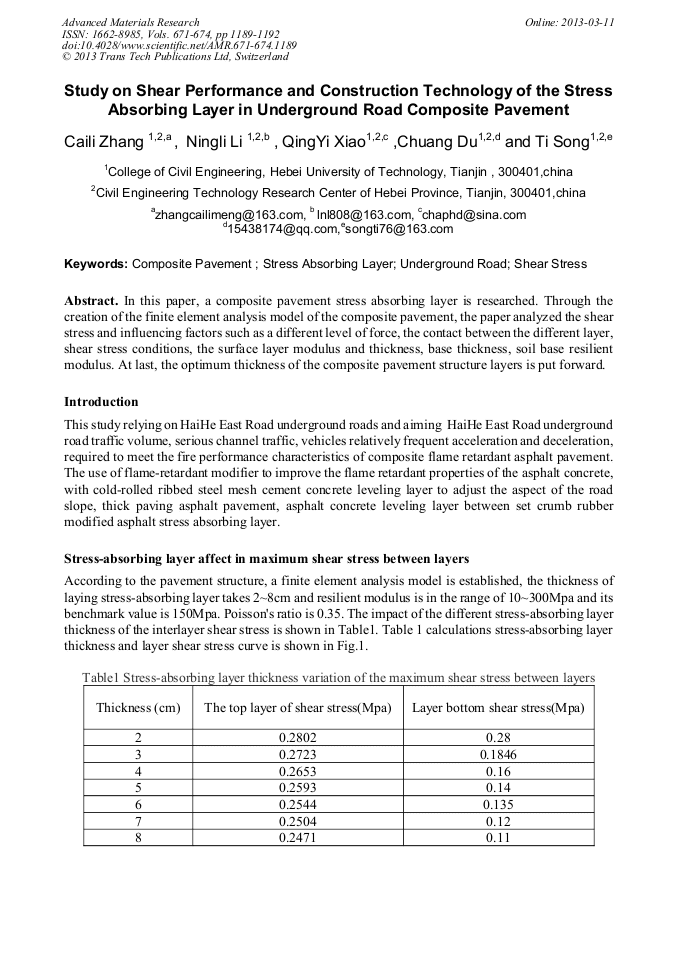 Study on Shear Performance and Construction Technology of the Stress ...
