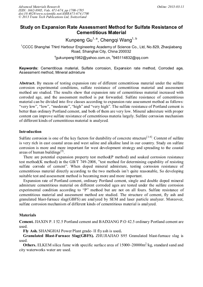 Study on Expansion Rate Assessment Method for Sulfate Resistance of ...