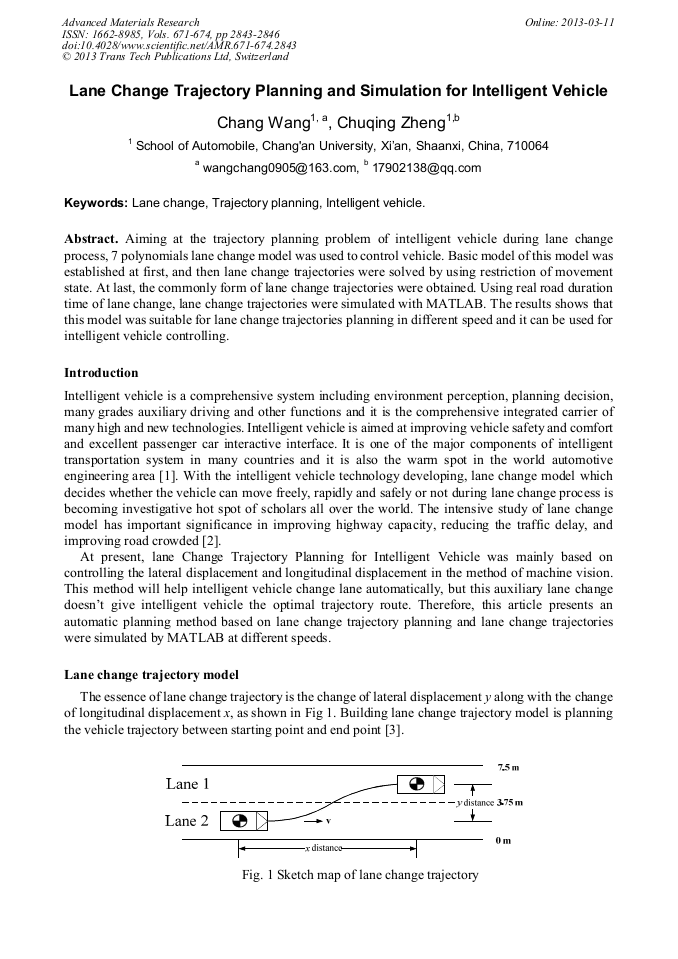 Lane Change Trajectory Planning and Simulation for Intelligent Vehicle ...