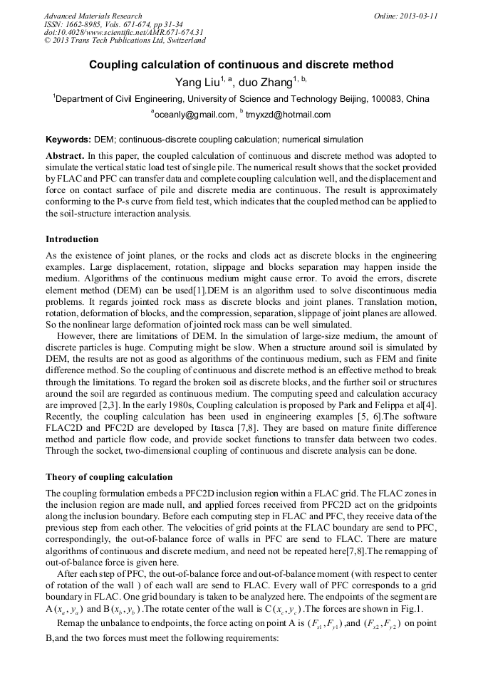 Coupling Calculation of Continuous and Discrete Method | Scientific.Net