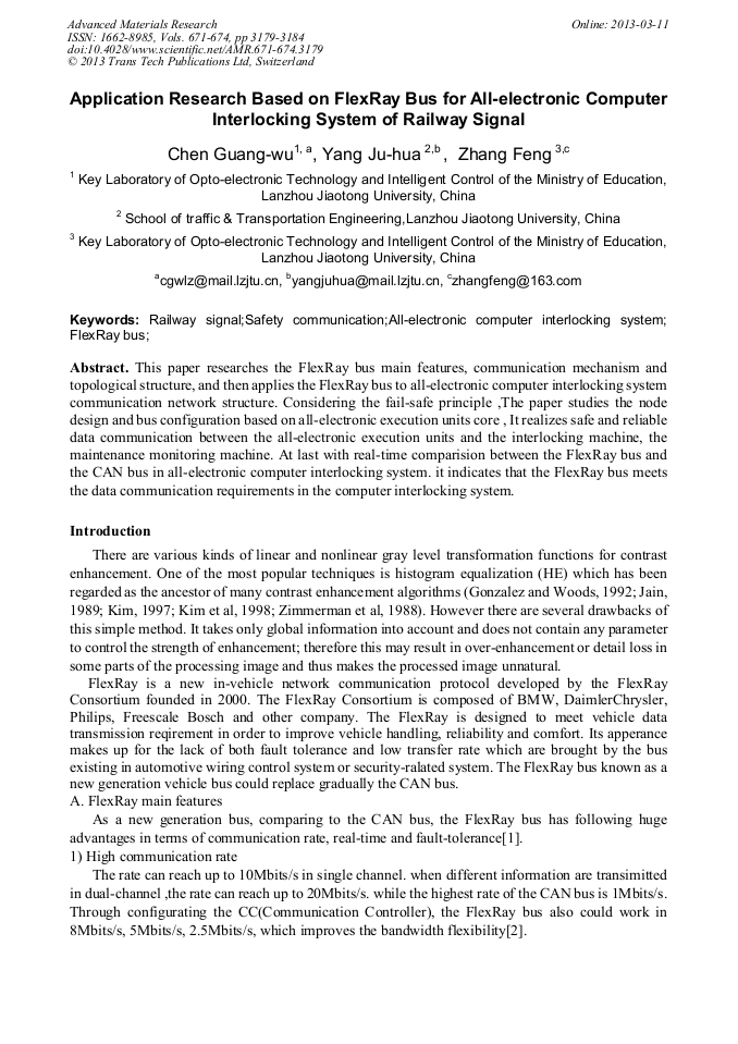 Application Research Based on FlexRay Bus for All-Electronic Computer ...