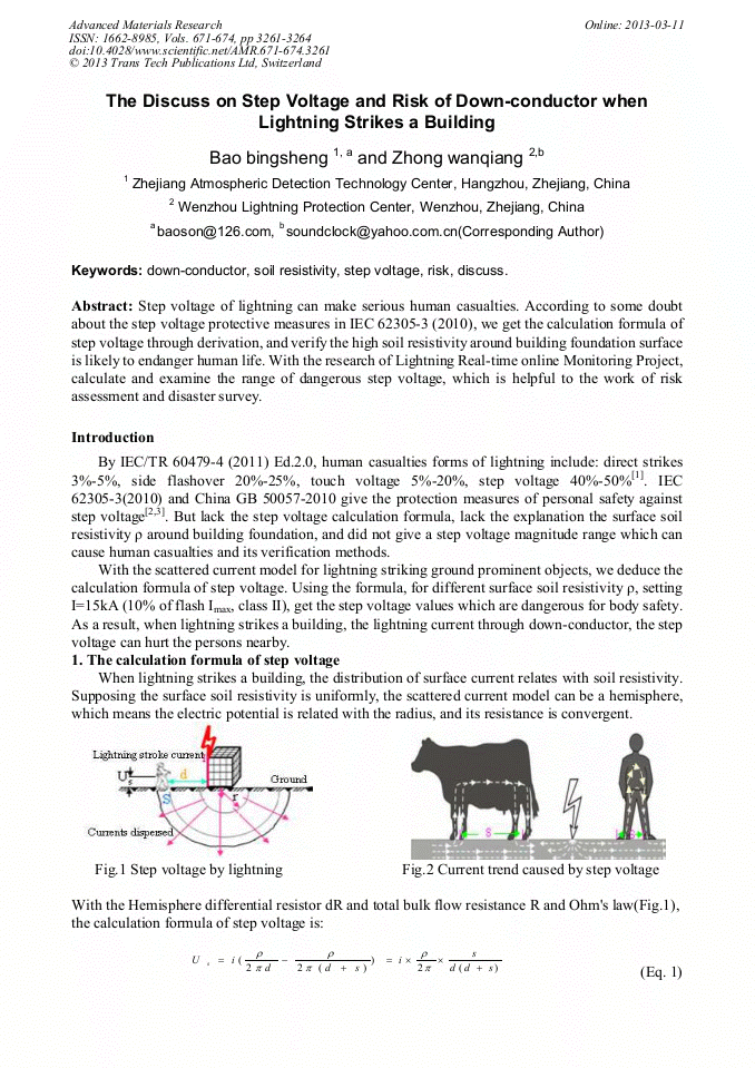 The Discuss on Step-Voltage and Risk of Down-Conductor When Lightning ...