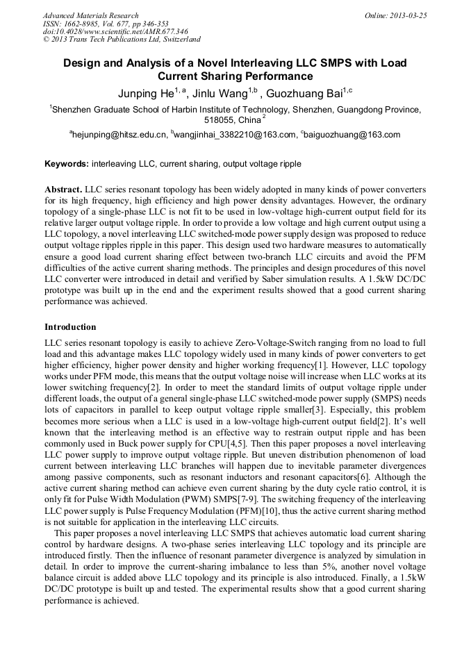 Design and Analysis of a Novel Interleaving LLC SMPS with Load Current ...