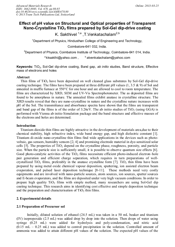 Effect of pH Value on Structural and Optical Properties of Transparent ...