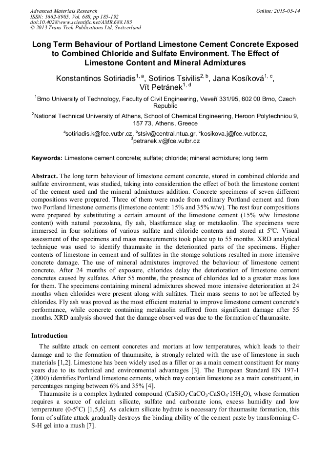 Long Term Behaviour of Portland Limestone Cement Concrete Exposed to ...